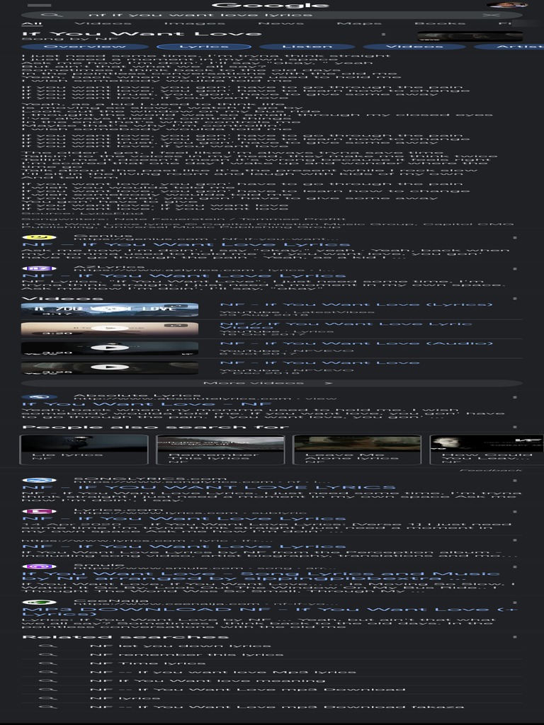 NF If You Want Love Lyrics - Google Search PDF | PDF