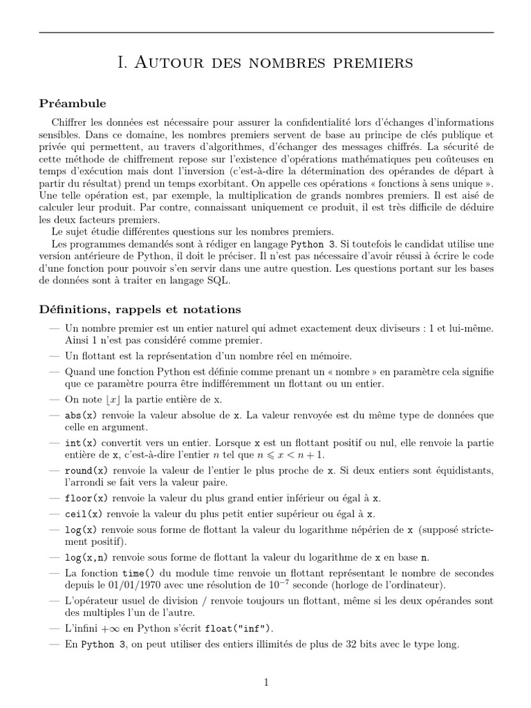 Chiffrement et Nombres Premiers en Python | PDF | Nombre premier | Nombre