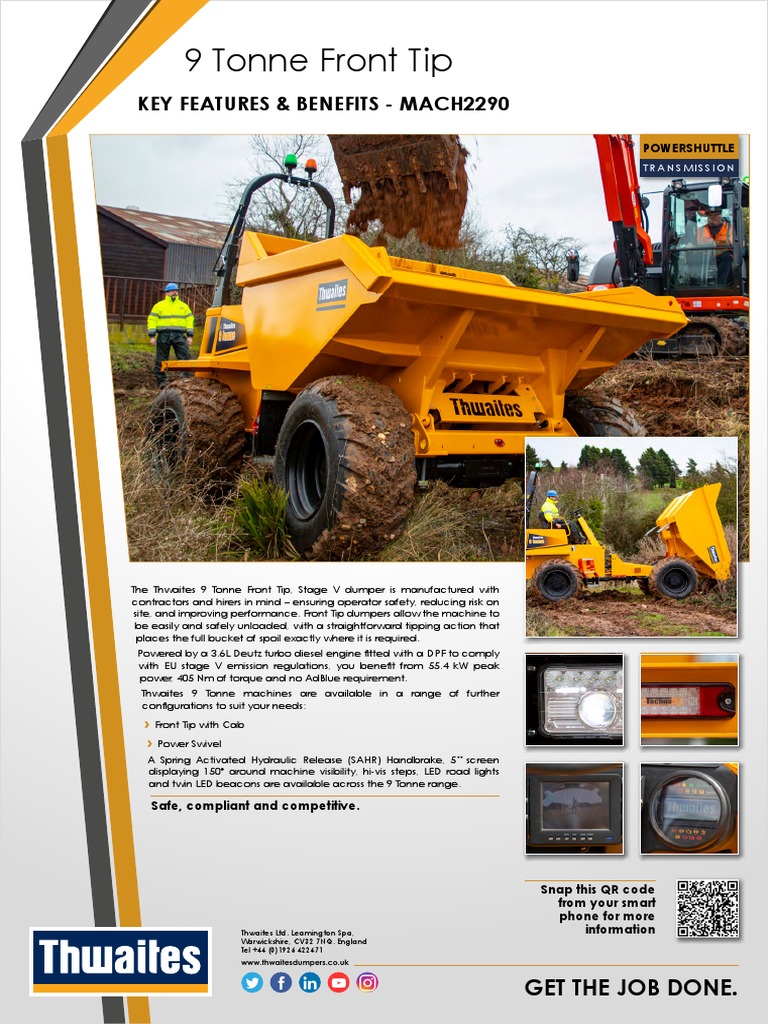 Thwaites 9 Tonne Front Tip Dumper Specs | PDF | Diesel Engine | Steering