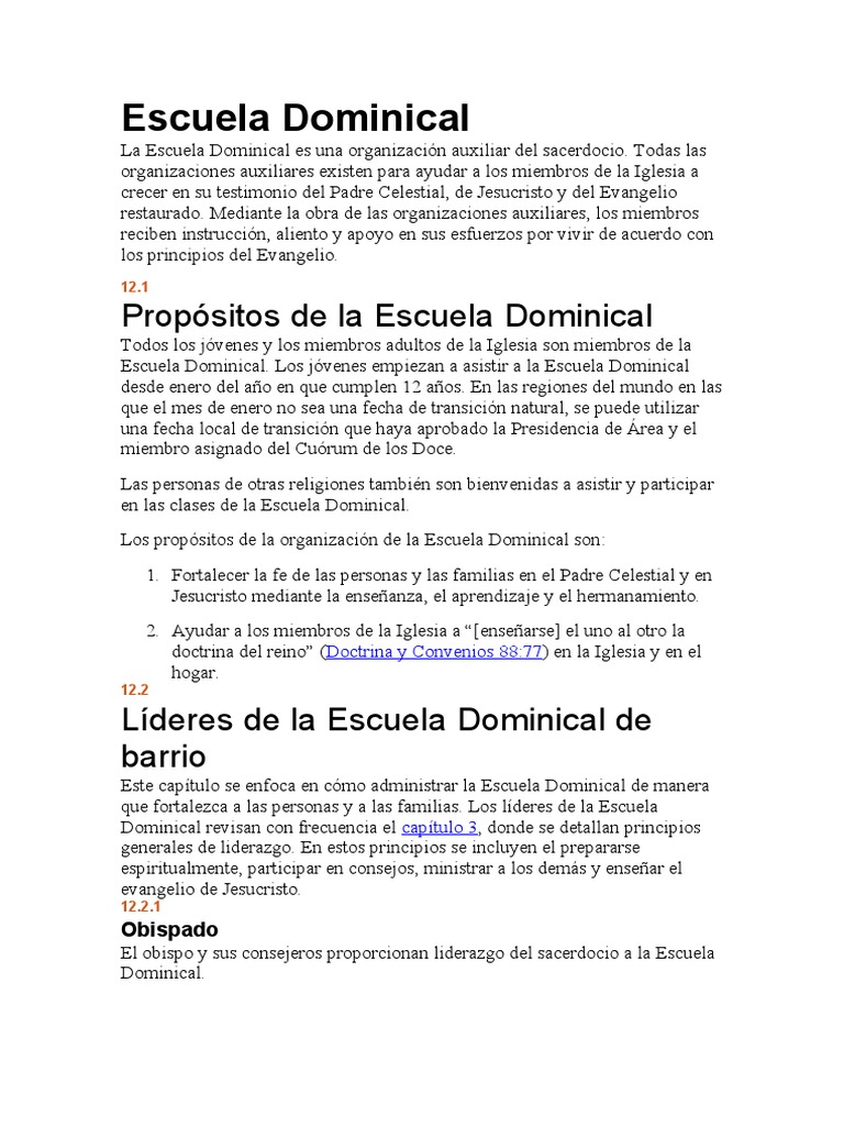 Escuela Dominical | Descargar gratis PDF | Escuela dominical | obispo