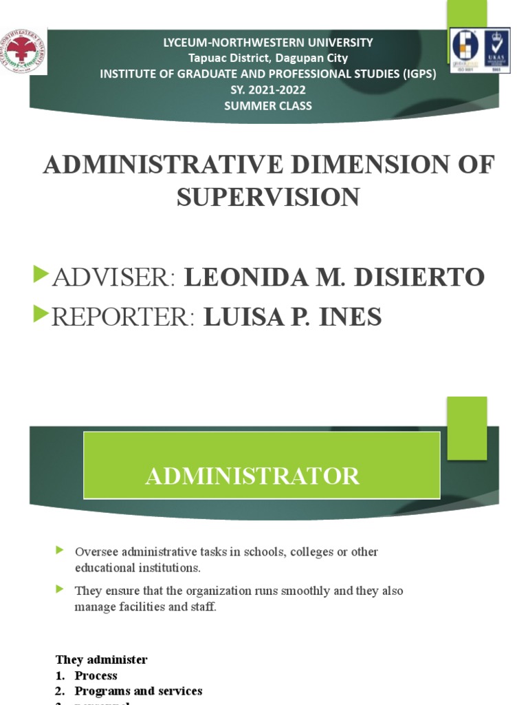 Administrative Dimension of Supervision | PDF