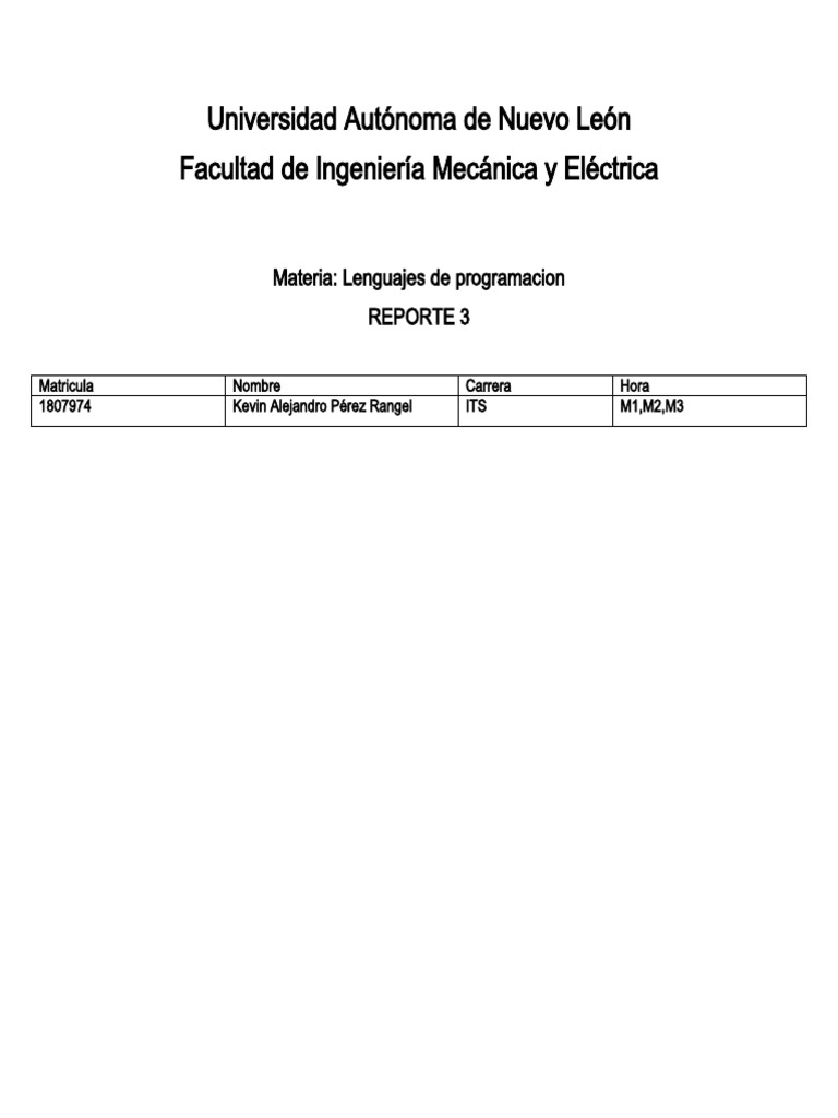 Reporte 3 | PDF | C (lenguaje de programación) | Lenguaje de programación
