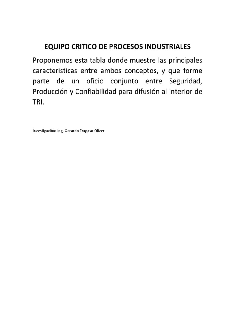 Equipo Crítico Confiabilidad y ASP | PDF | Ingeniería de confiabilidad