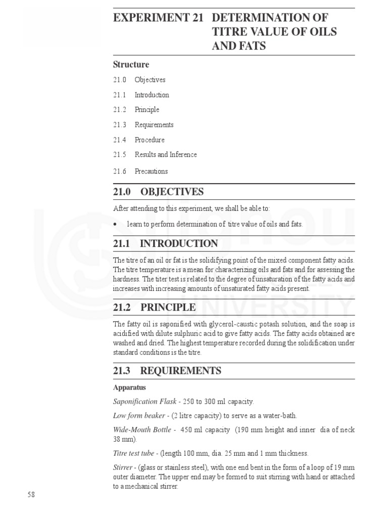 Titre Value Determination of Oils | PDF | Water | Sulfuric Acid