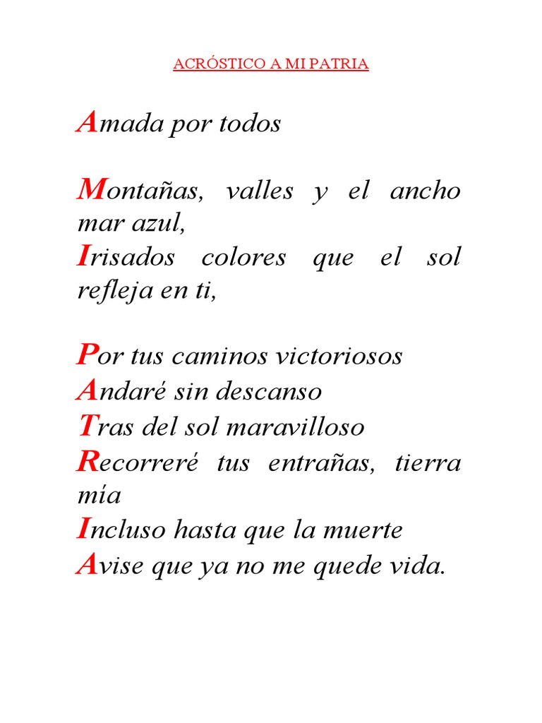 Acróstico A Mi Patria | PDF