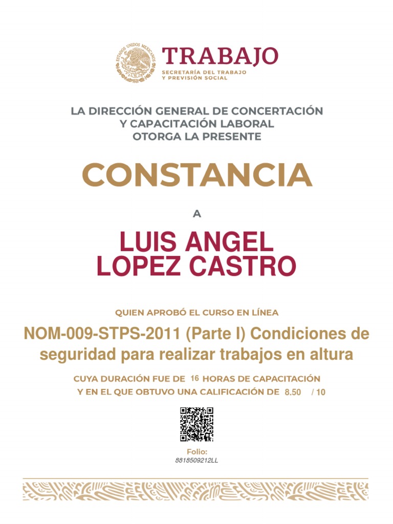 NOM-009-STPS-2011 (Parte I) Condiciones de Seguridad para Realizar Trabajos en Altura PDF | PDF
