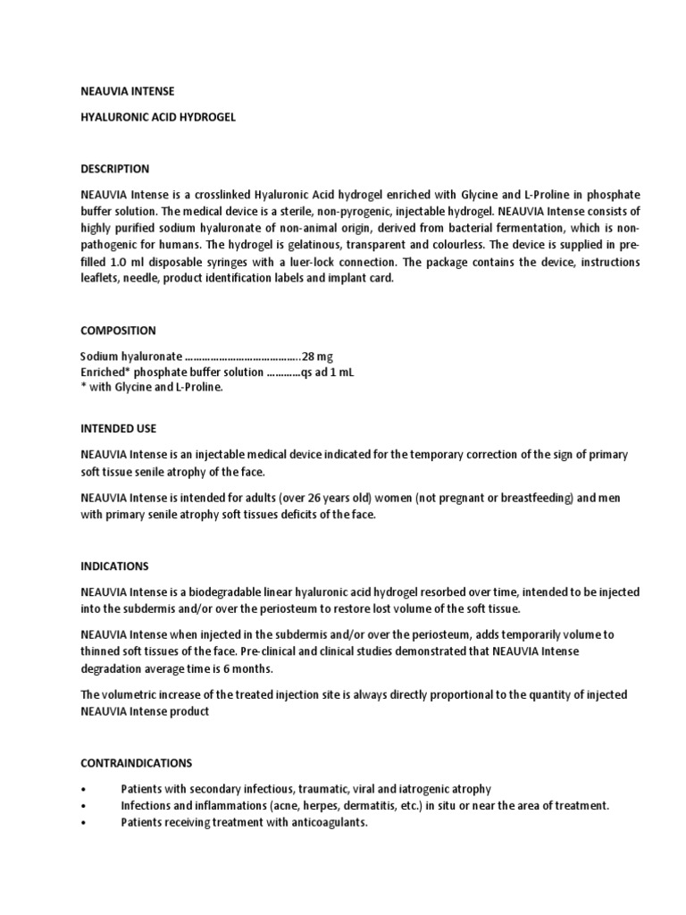 IFU Intense - LFT06 Rev.02 | PDF | Injection (Medicine) | Chemistry