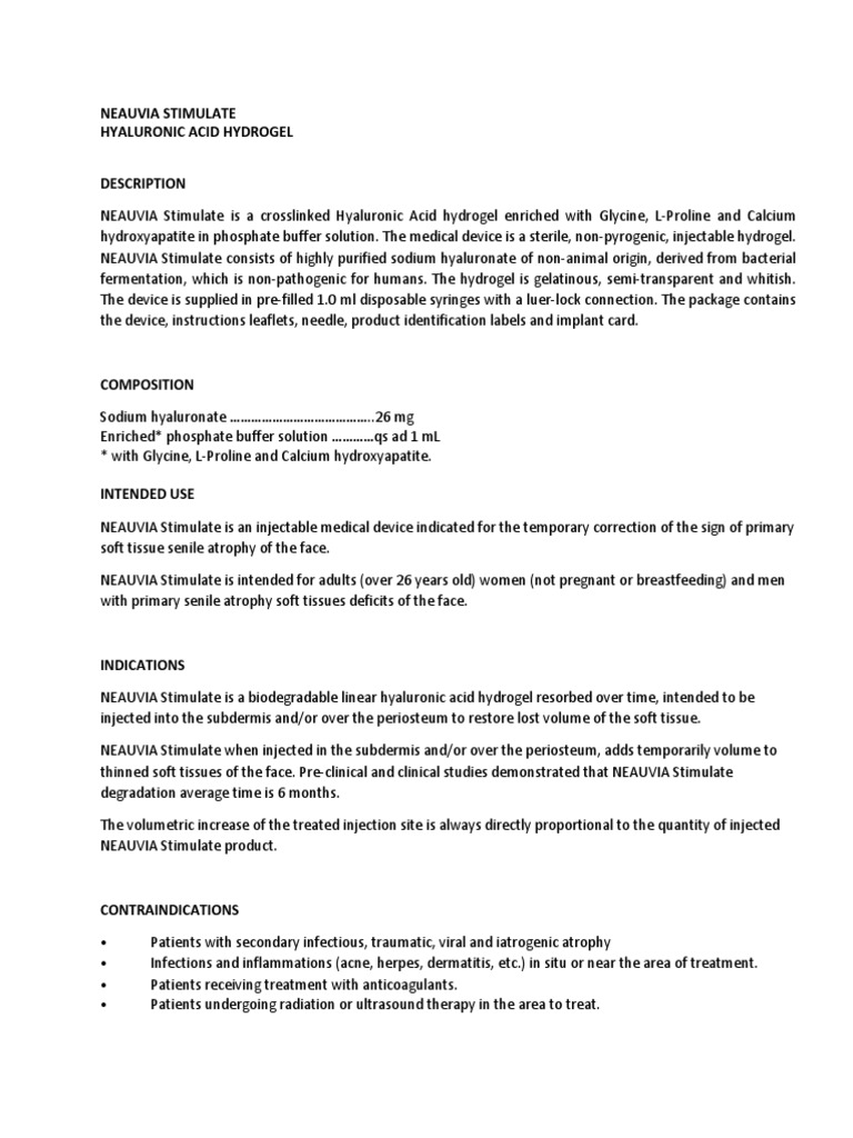 IFU Stimulate - LFT01 Rev.02 | PDF | Injection (Medicine) | Chemistry