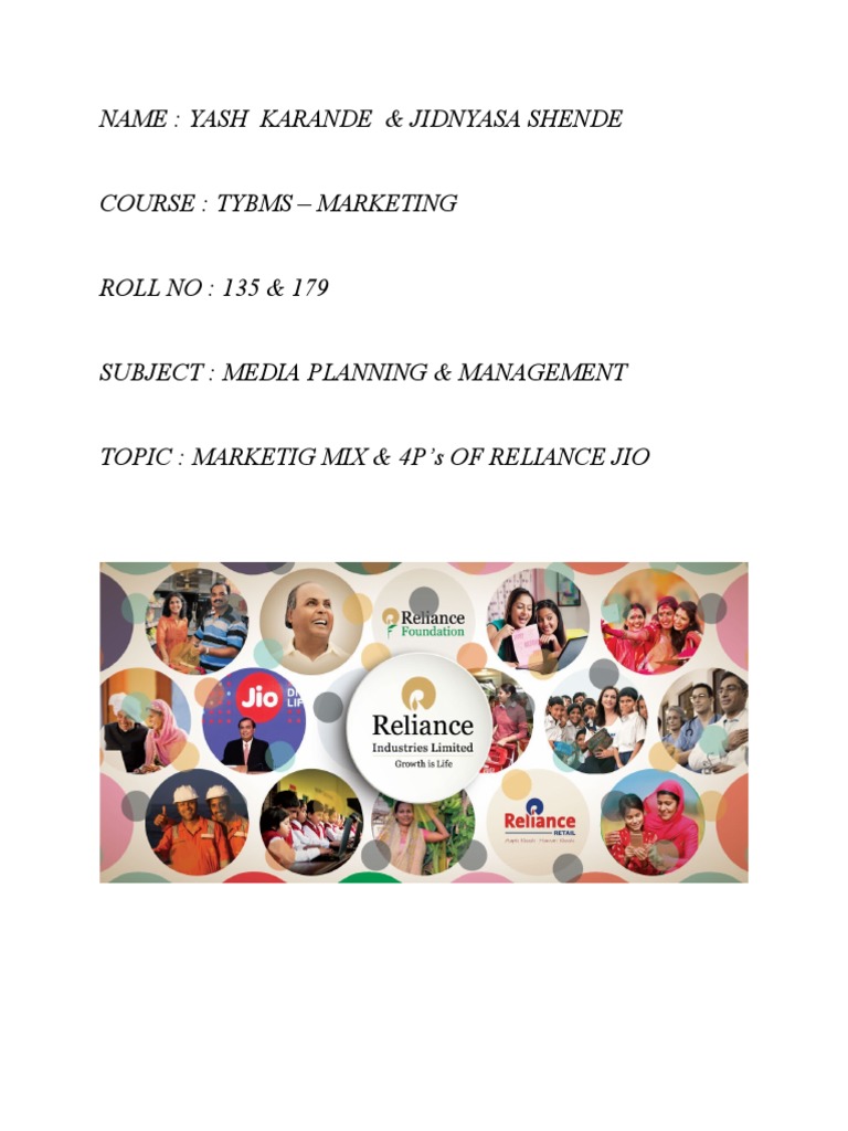 MARKETING MIX & 4P's OF RELIANCE JIO | PDF | Computing | Mass Media