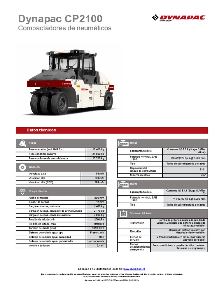 Dynapac CP2100 | PDF | Vehículo de motor | Ingeniería mecánica