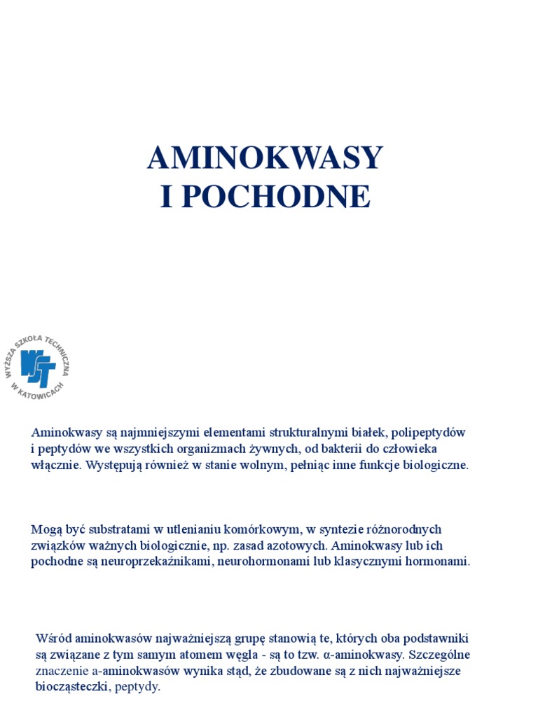 Aminokwasy I Pochodne PDF | PDF