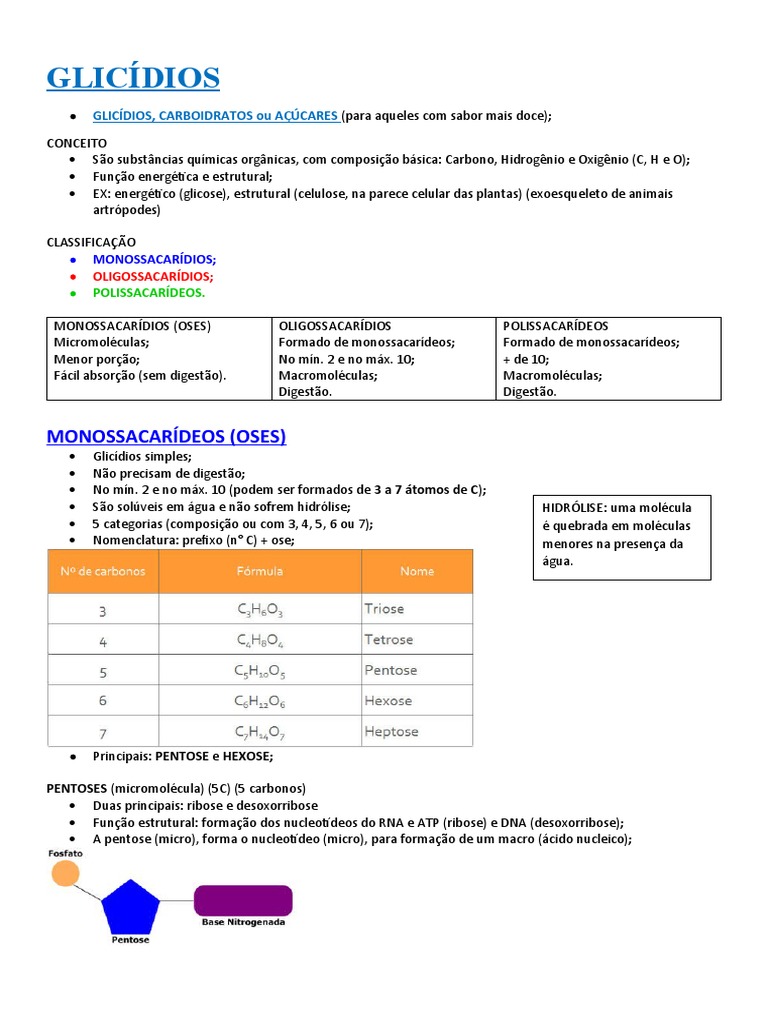 4 - Glicídios | PDF | Carboidratos | Química dos Carboidratos