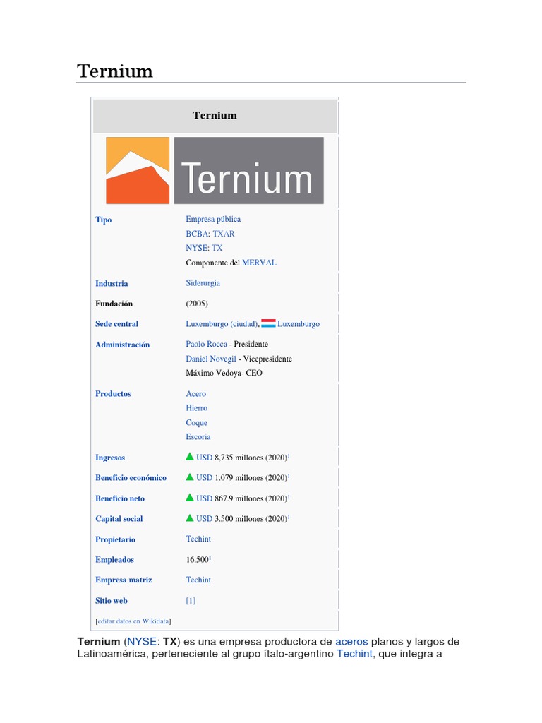 Ternium: Líder Siderúrgico en LATAM | PDF | Hierro | Acero