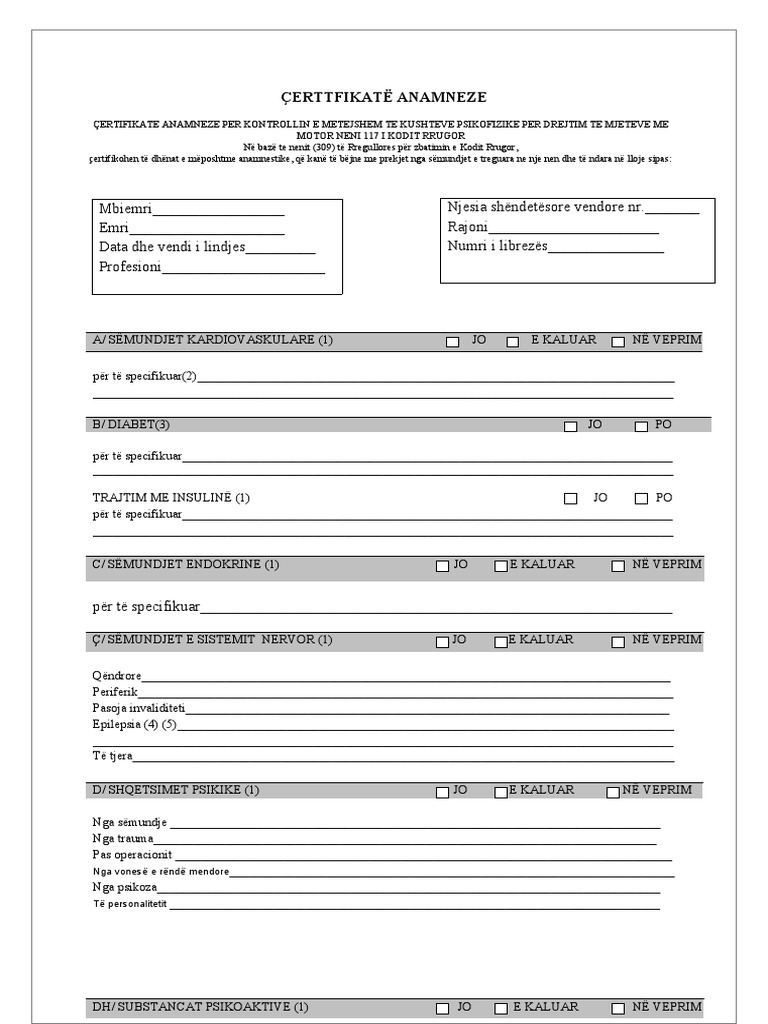 Modelet e Certifikatave Mjekesore | PDF