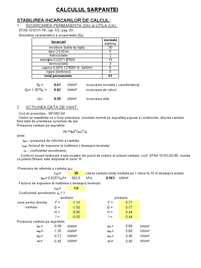 Calcul Sarpanta | PDF