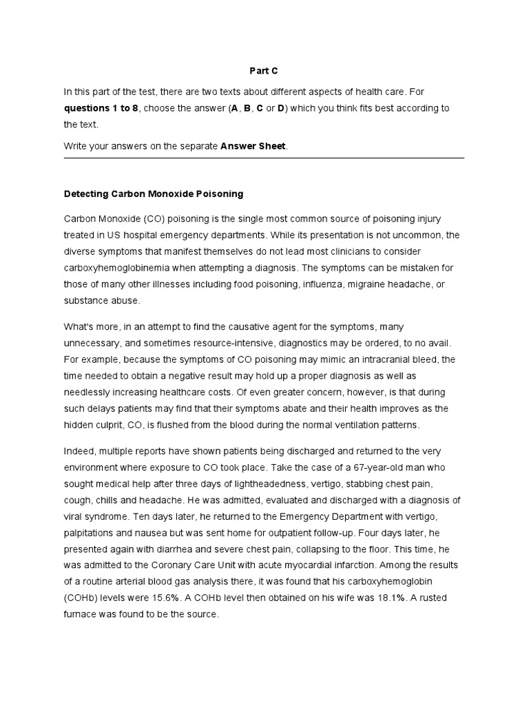 Oet Official Reading Task Practice Test Part C | Download Free PDF ...