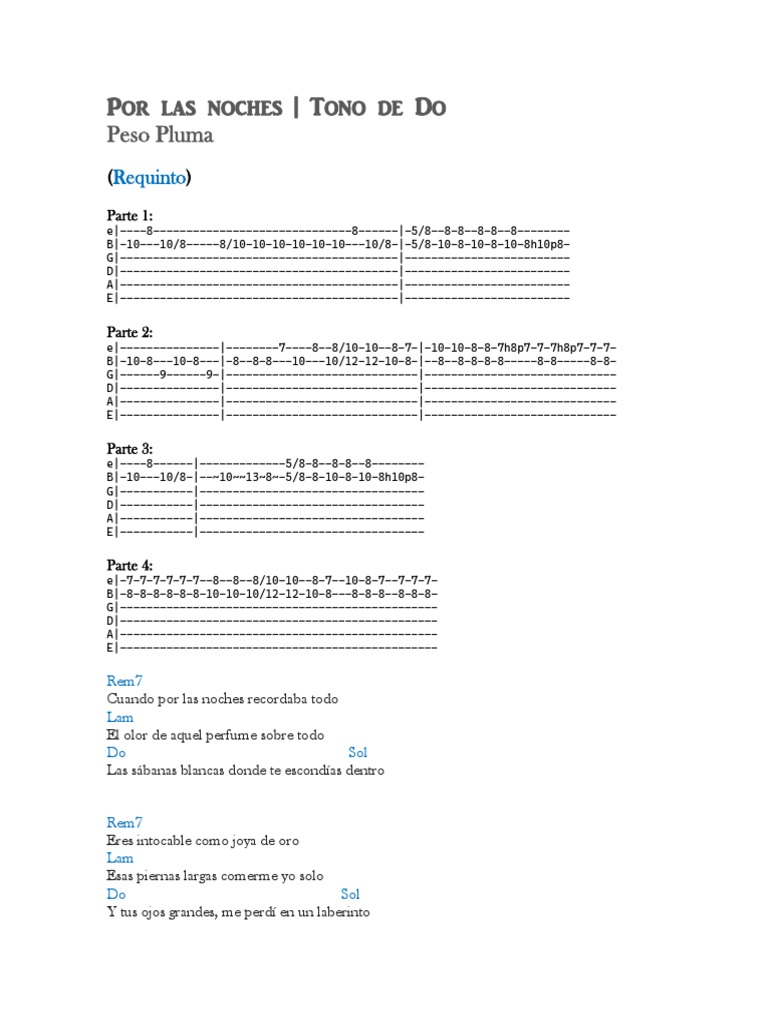 Por Las Noches (Requinto y Acordes) | PDF