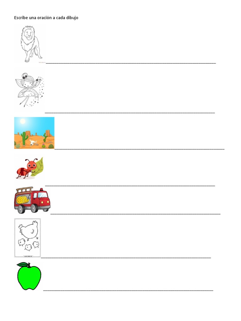 Escribe Una Oración A Cada Dibujo | PDF | Finanzas y dinero