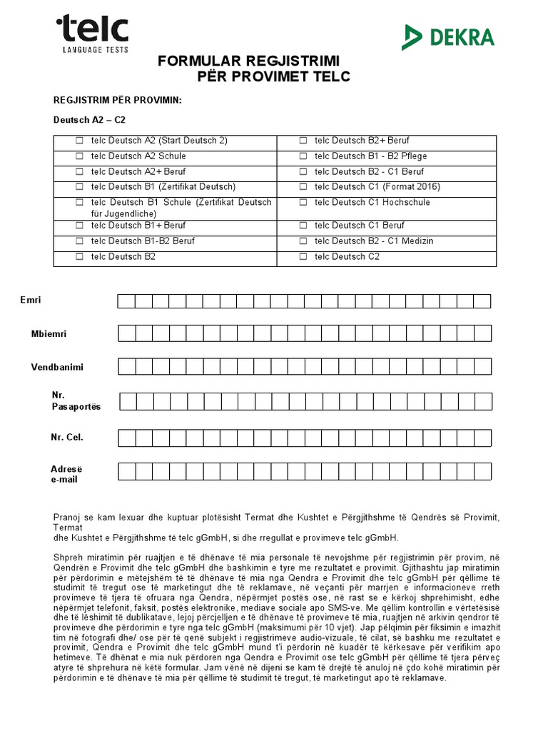 Formular Regjistrimi | PDF