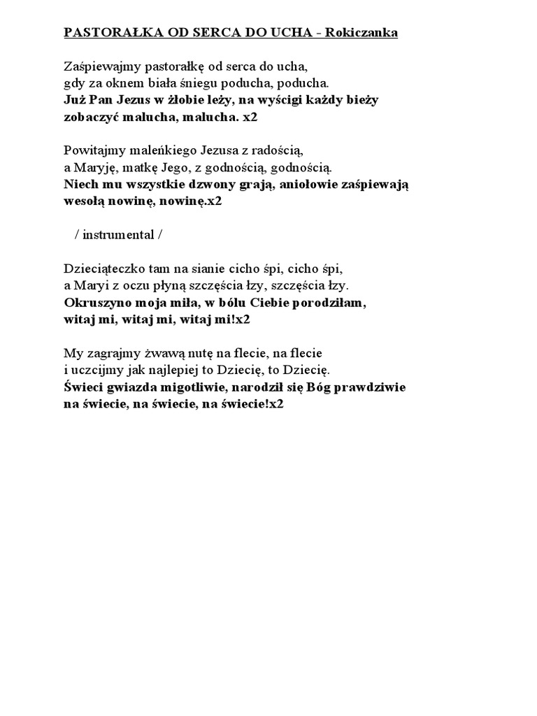 Pastorałka Od Serca Do Ucha | PDF