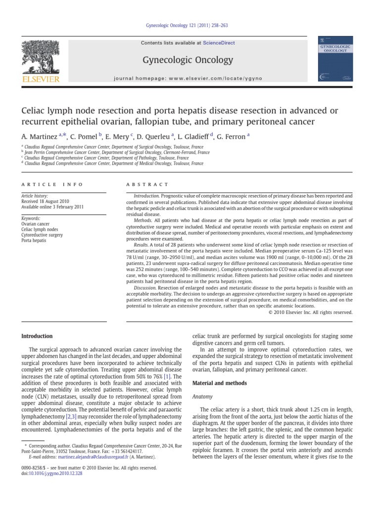 Celiac Lymph Node Resection and Porta Hepatis Disease | PDF | Ovarian ...