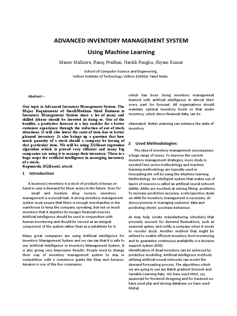 Inventory MNG | PDF | Inventory | Artificial Intelligence