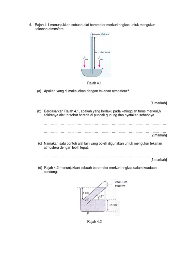Tekanan Atmosfera - Bahagian A | PDF