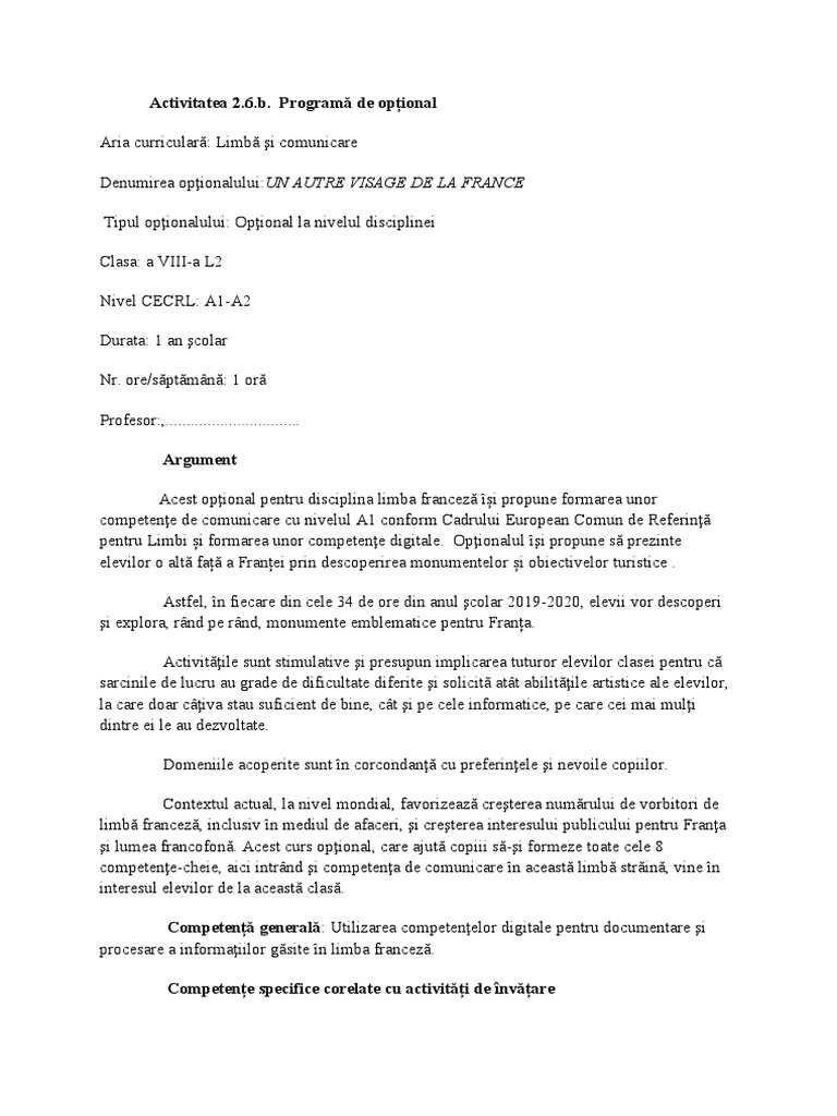 Programa Franceza Opt. | PDF