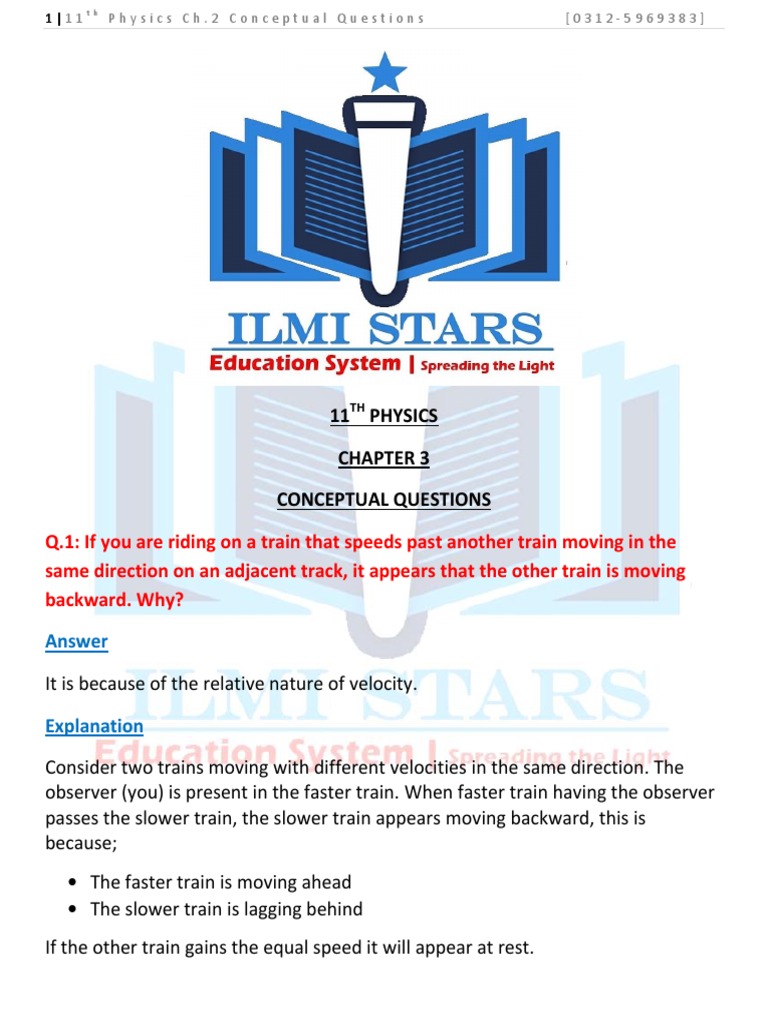 11th Physics Ch.3 Conceptual Questions | PDF | Force | Acceleration