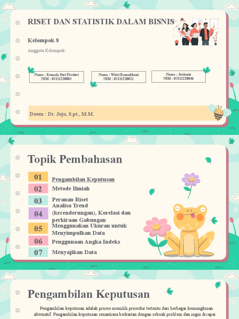 RISET DAN STATISTIK DALAM BISNIS - Kelompok 8-Pengantar Bisnis | PDF