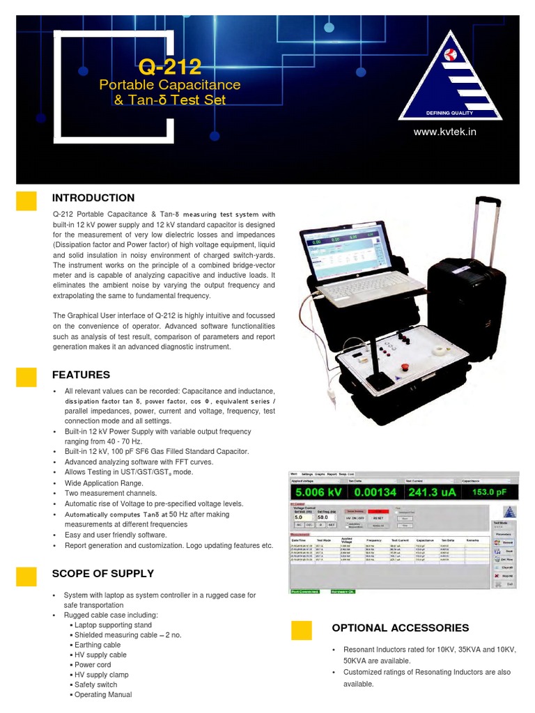 Portable Capacitance Tan Delta Measuring Test Syem | PDF | Capacitor ...