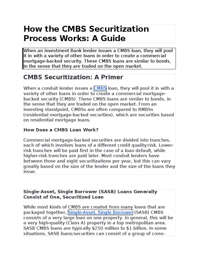 An In-Depth Guide to CMBS Securitization: From Loan Origination to ...