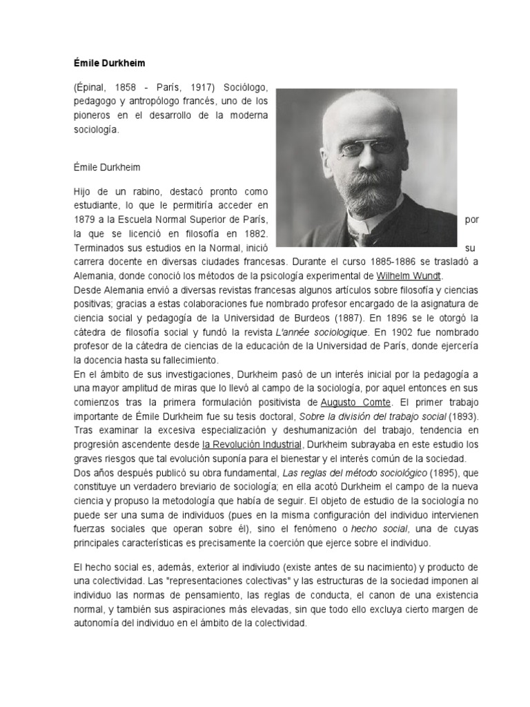 Émile Durkheim | PDF | Emile Durkheim | Sociología