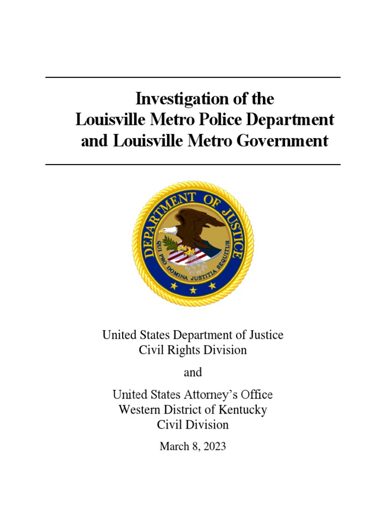 US DOJ Investigation of LMPD and Metro Government | PDF | Taser | Use ...