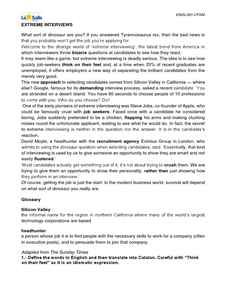 Extreme Interviews | PDF | Recruitment | Idiom