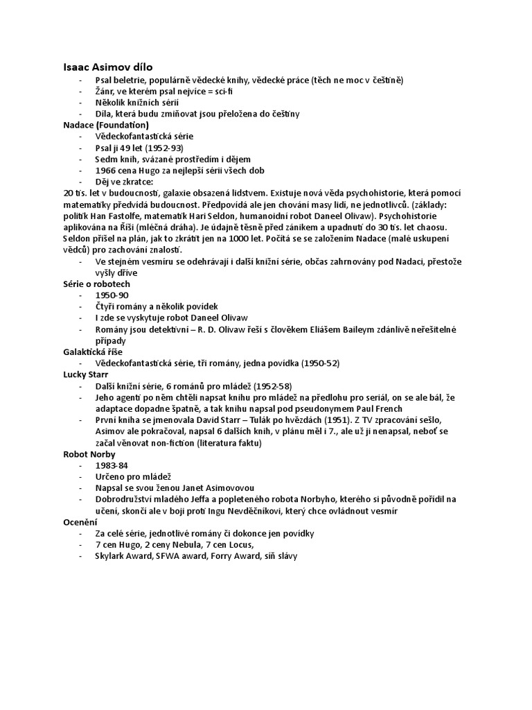 Isaac Asimov Dílo | PDF