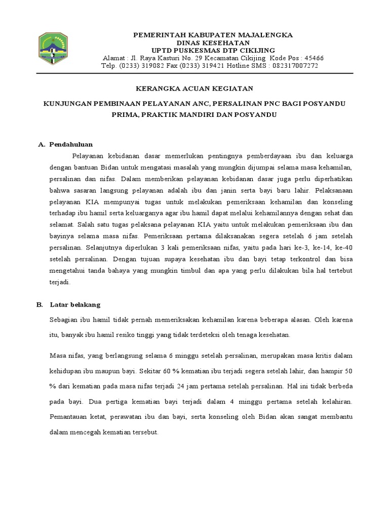 Kak Pelayanan Anc, Persalinan PNC | PDF | Pengembangan Diri