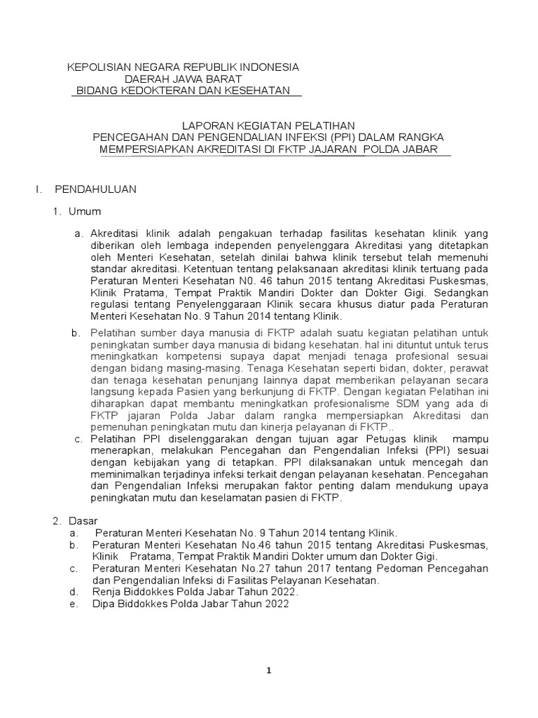 Laporan Kegiatan Pelatihan Ppi | PDF