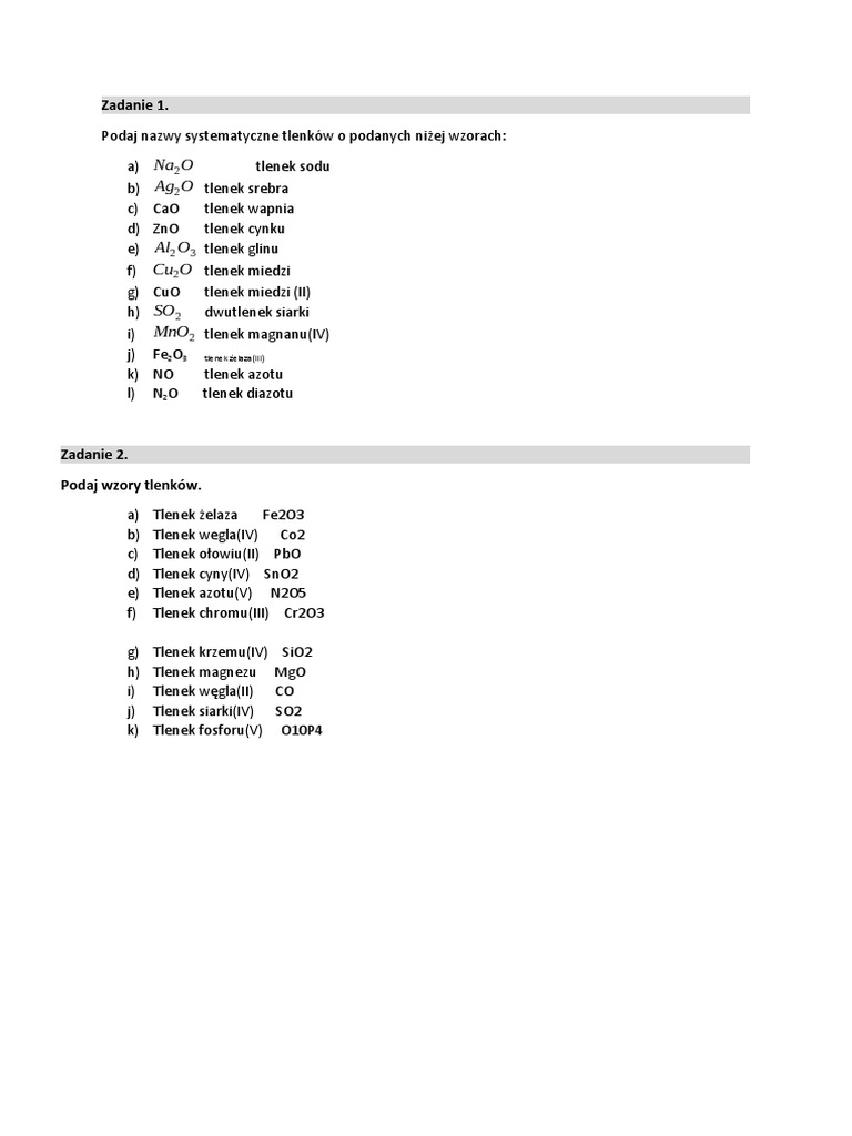 Tlenki Nazewnictwo | PDF