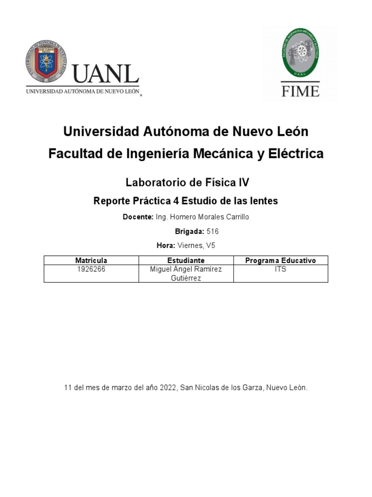 Reporte Practica 4 (Fisica IV) | PDF | Óptica | Electromagnetismo