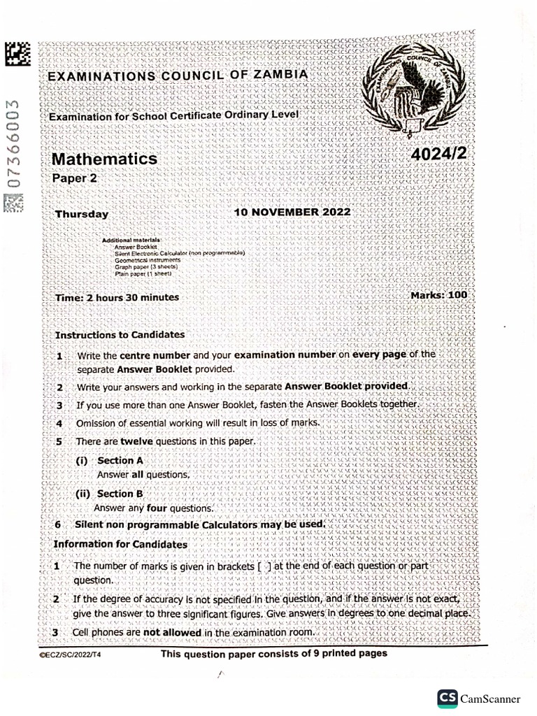 Mathematics Paper 2 2022 PDF | PDF