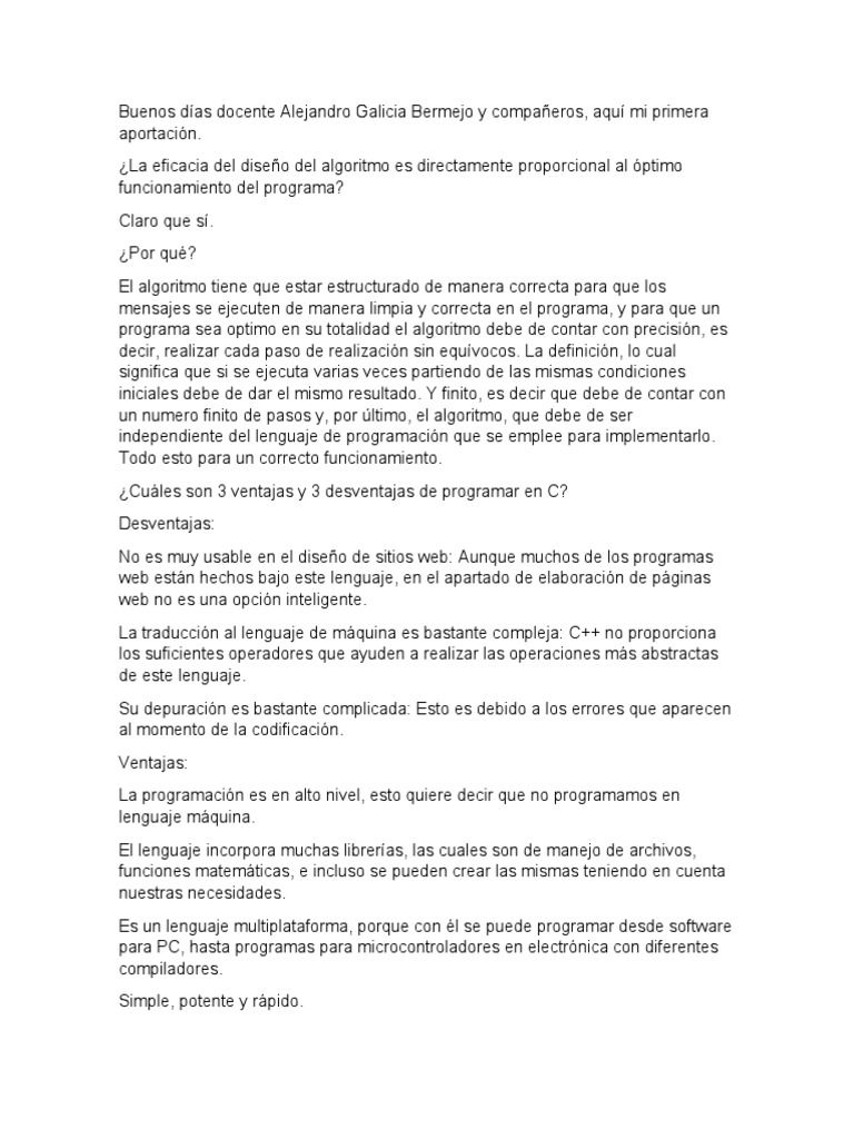 Foro de Reforzamiento | PDF | Lenguaje de programación | Algoritmos