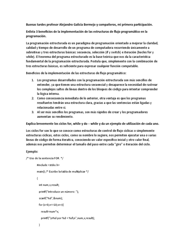 Foro de Reforzamiento. Reflexion Sobre Estructuras de Flujo ...