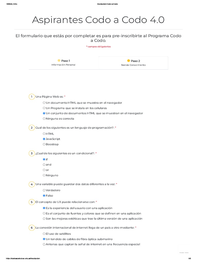 Exámen Inscripcion Codo A Codo Pdf Red Mundial Internet Y Web