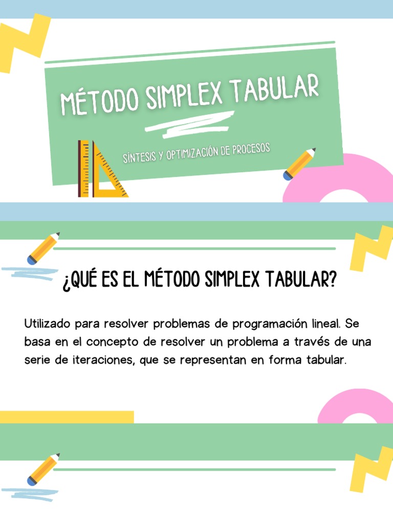 Método Simplex Tabular Pdf Pdf Programación Lineal Algoritmos