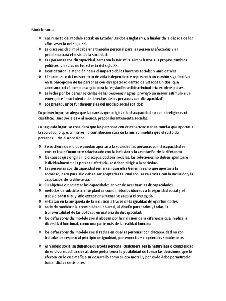 Modelo Social | PDF | Invalidez | Inclusión (Educación)