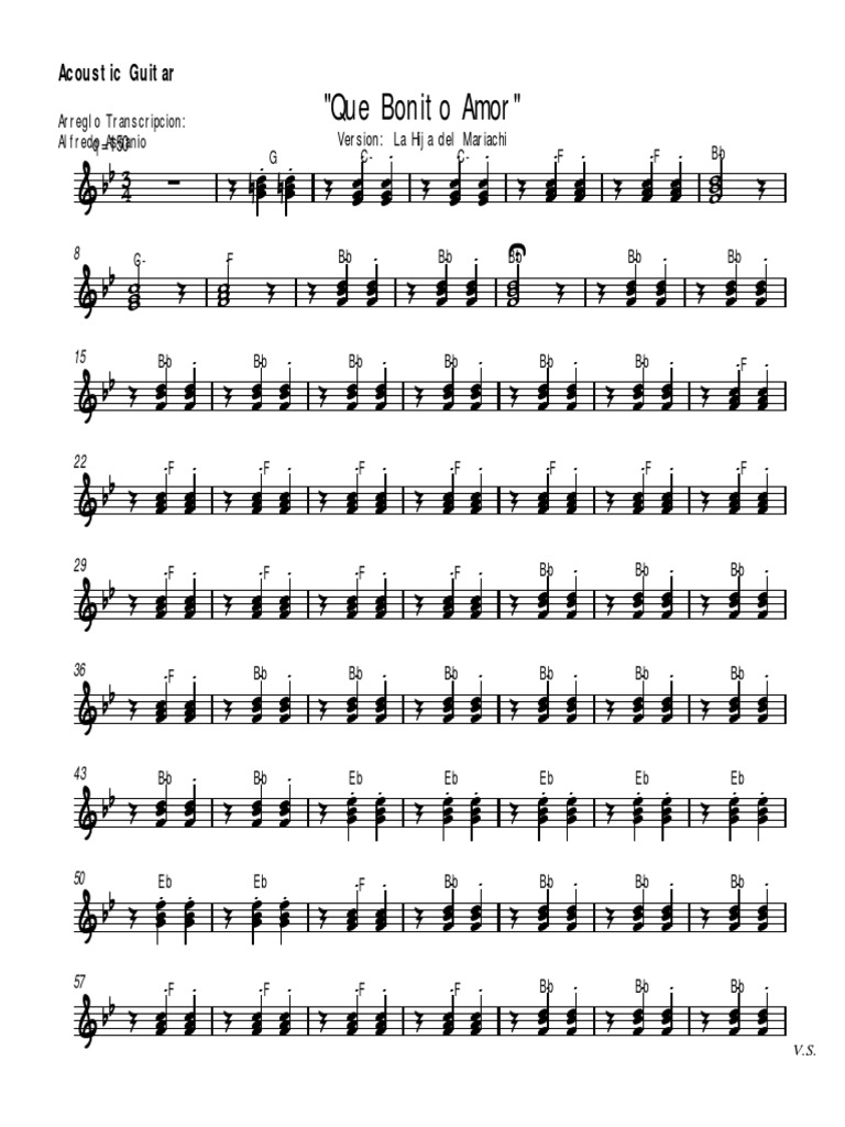 QUE BONITO AMOR. Acoustic Guitar | PDF