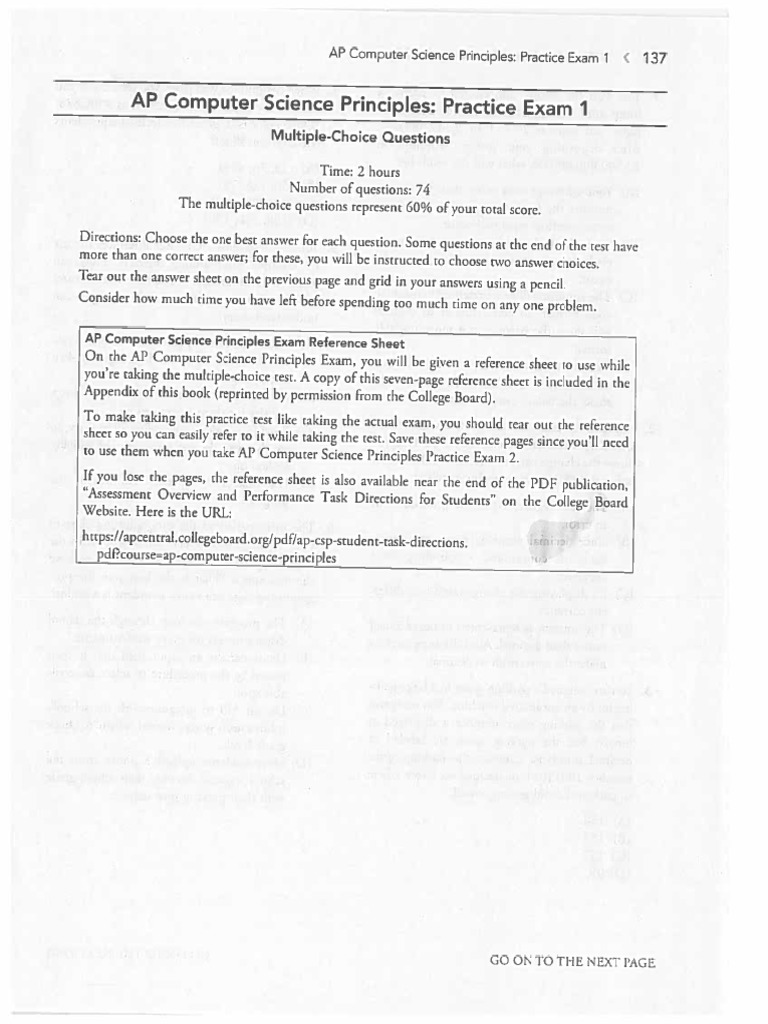 APCSP Practice Exam Full | PDF