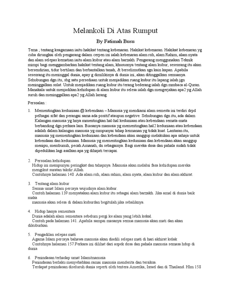 Melankoli Di Atas Rumput | PDF