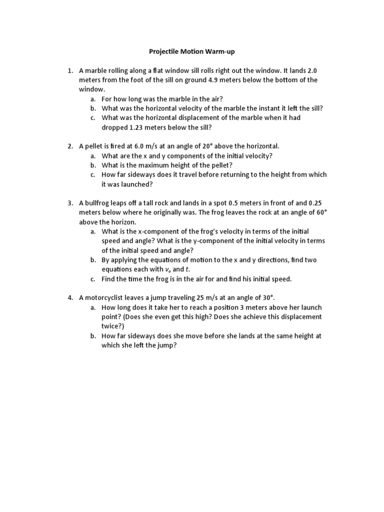Projectile Motion Problems and Solutions | PDF | Science & Mathematics